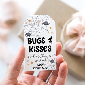 Bugs & Kisses Halloween Gift Tag Template, Printable Halloween Wishes ...