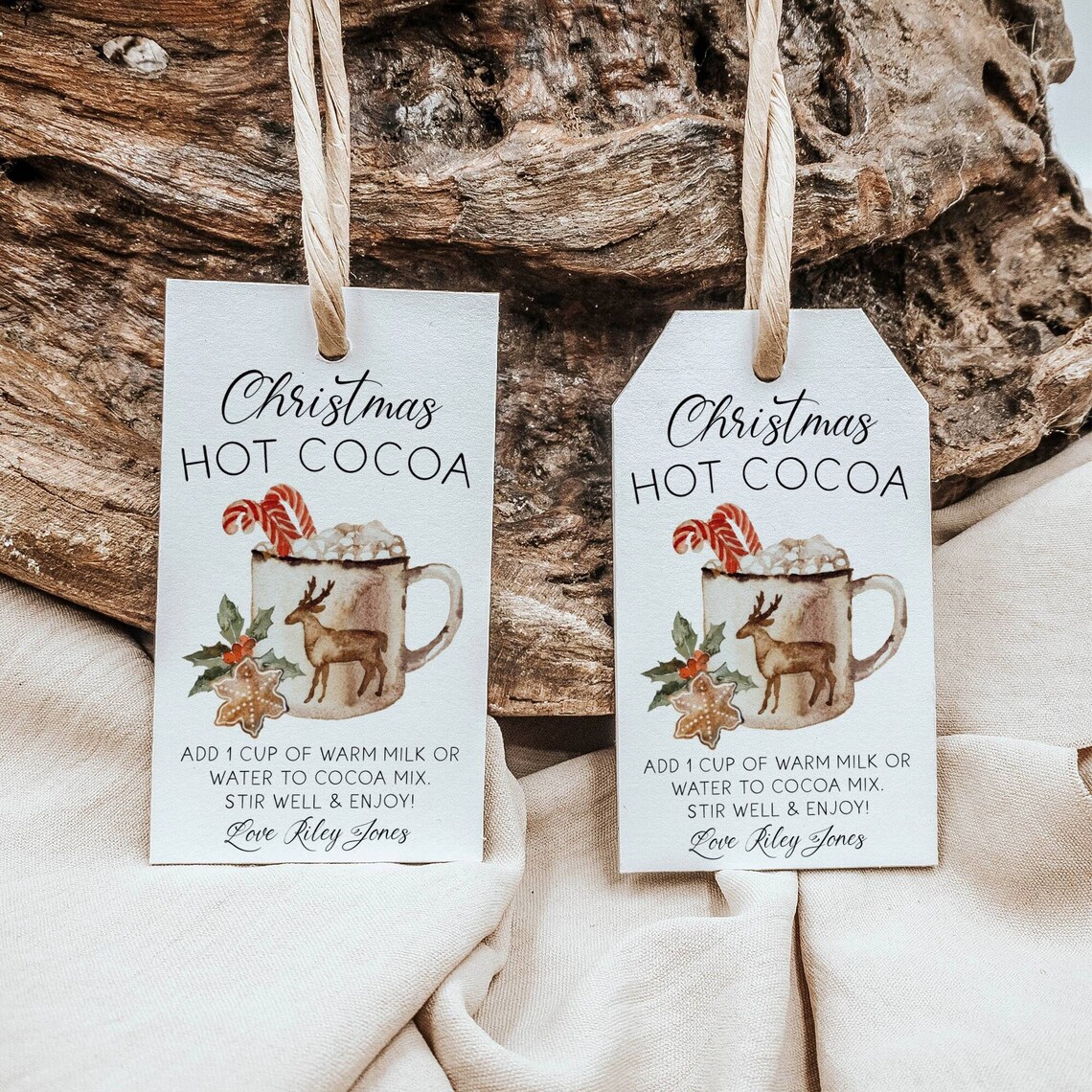 Christmas Hot Cocoa Gift Tag Template, Printable Holiday Hot Chocolate ...