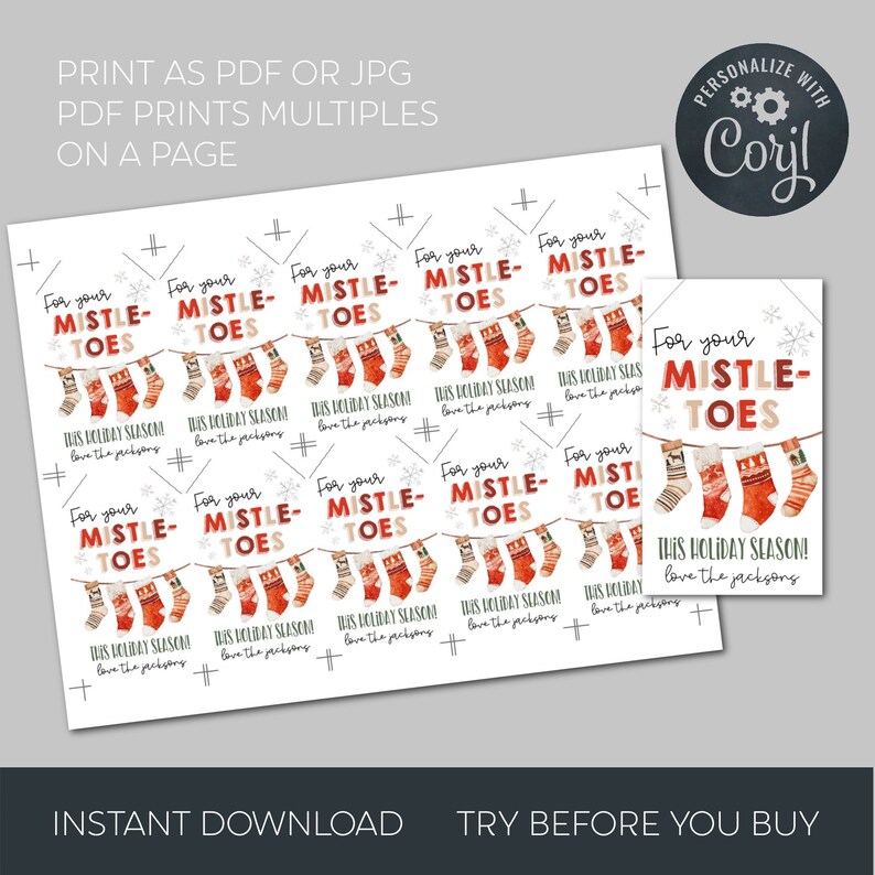 Editable for Your Mistle-toes Christmas Gift Tag Template, Printable ...