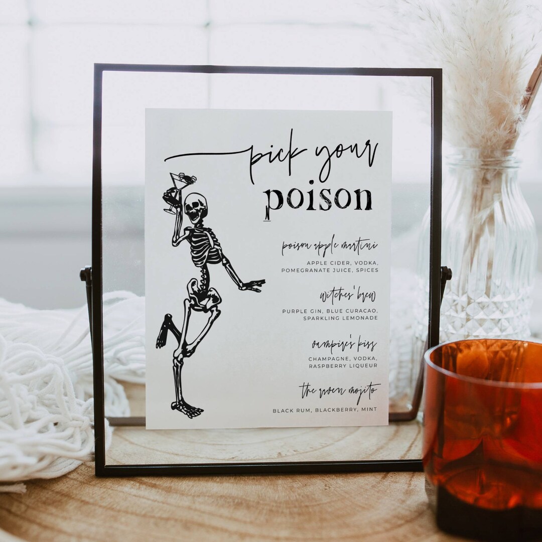 Halloween Pick Your Poison Bar Menu Template, Printable Drinks Sign ...