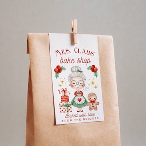 Mrs. Claus' Bake Shop Christmas Gift Tag Template, Printable Baked With ...