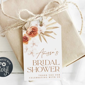 Boho Floral Bridal Shower Favor Tag Printable Dried Flowers | Etsy