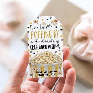 Graduation Popcorn Favor Tag Template, Printable Thanks for Popping by ...