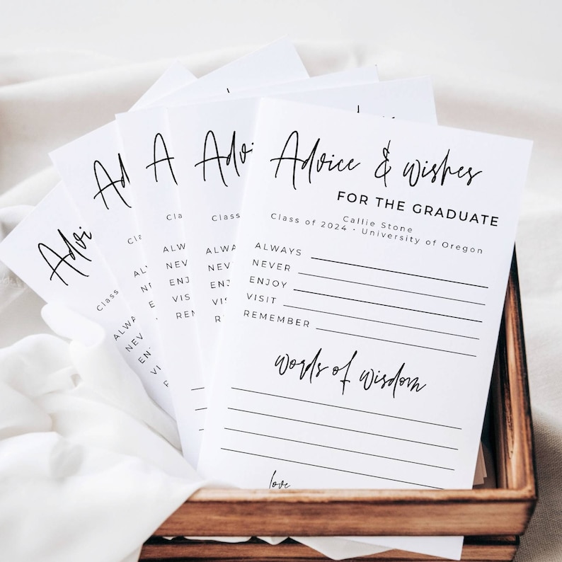 Graduation Advice & Wishes Card Template, Printable Modern Advice for ...