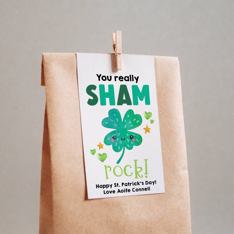 You Sham Rock Gift Tag Template, Printable St. Patrick's Day School ...