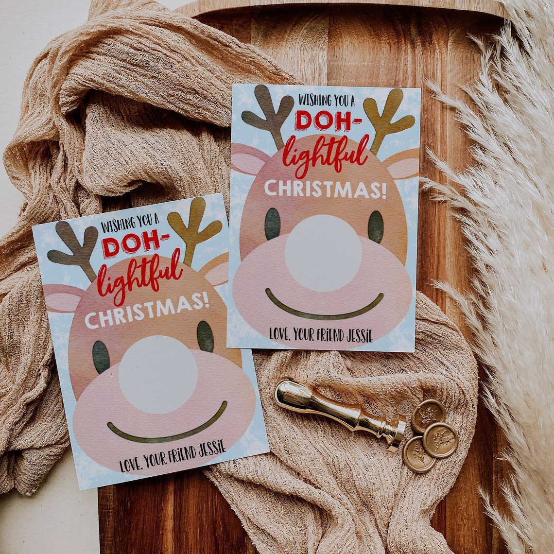 Christmas Reindeer Play Doh Card Template, Printable Wishing You A Doh ...