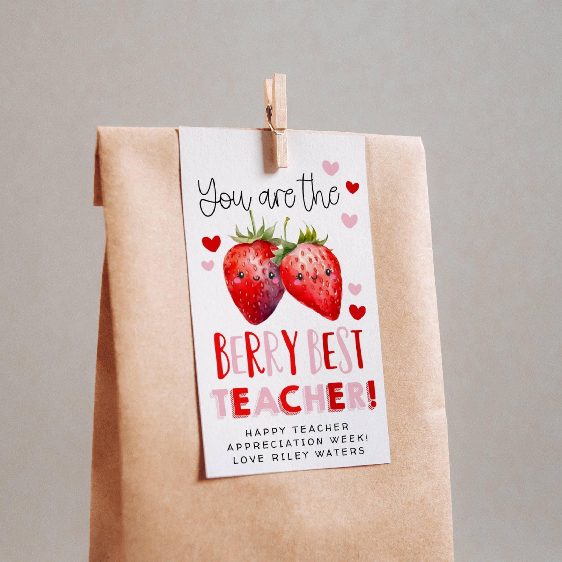 Berry Best Teacher Gift Tag Template, Printable Strawberry Teacher ...