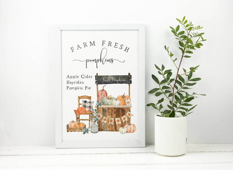 Farm Fresh Pumpkins Printable Wall Art Fall Pumpkin Harvest - Etsy