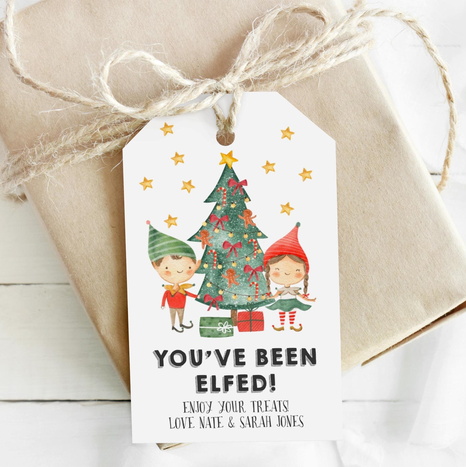 Editable You've Been Elfed Christmas Gift Tag Template - Etsy