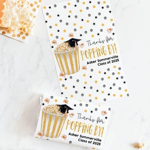 Graduation Popcorn Wrapper Template, Printable Thanks for Popping by ...