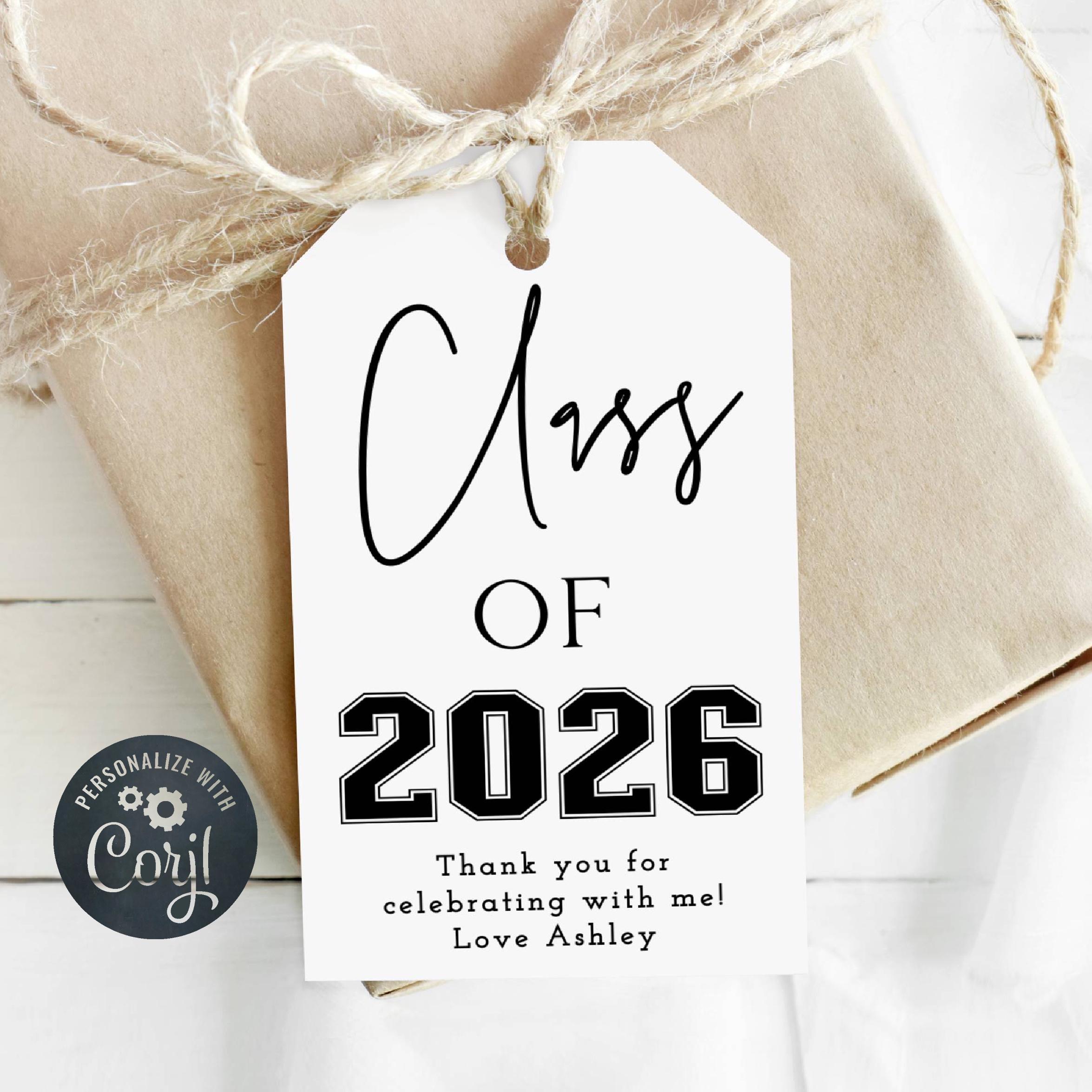 Minimalist Graduation Class of 2026 Favor Tag Template, Printable ...