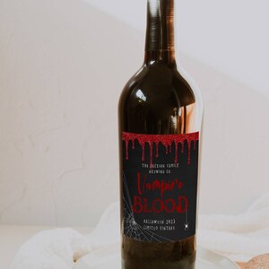 Vampire Blood Halloween Wine Bottle Label Template, Printable Spooky ...