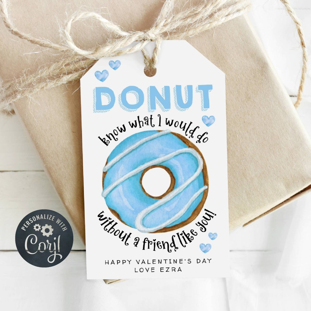 Donut Valentine's Day Gift Tag Template, Printable Donut Know What I ...