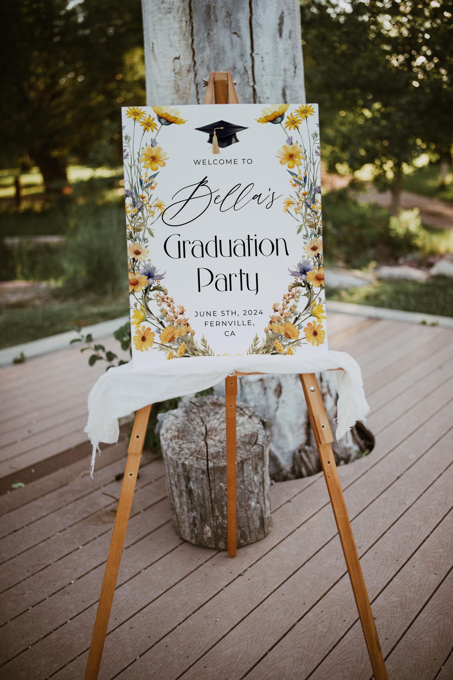 Wildflowers Graduation Welcome Sign Template, Printable Modern Boho ...