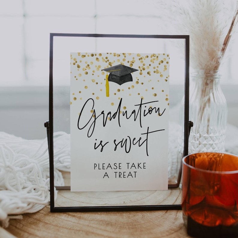 Graduation is Sweet Please Take A Treat Sign Template, Printable Modern ...