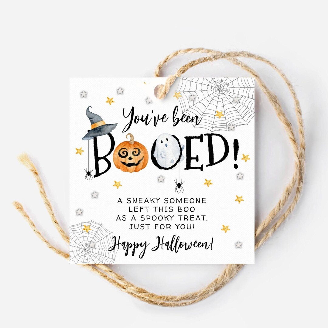 Halloween You've Been Booed Square Favor Tag Template, Printable Trick ...