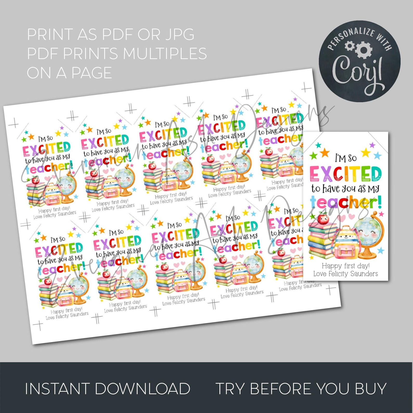 I'm so Excited to Have You as My Teacher Gift Tag Template, Printable ...