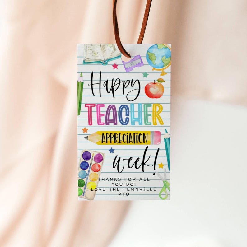 Teacher Appreciation Week Gift Tag Template, Printable Favor Tags From ...