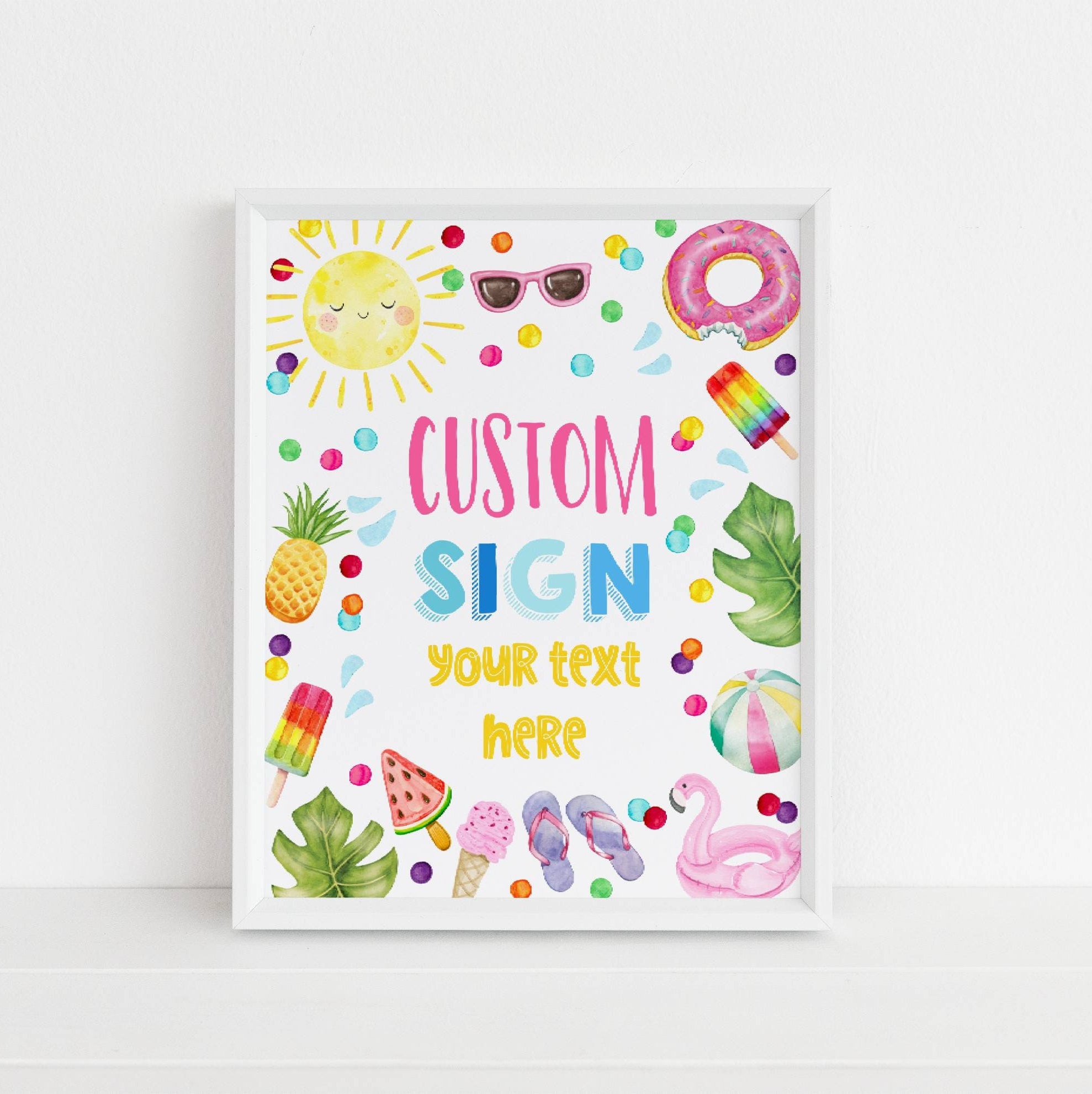 Editable Pool Party Birthday Custom Sign Template Printable | Etsy