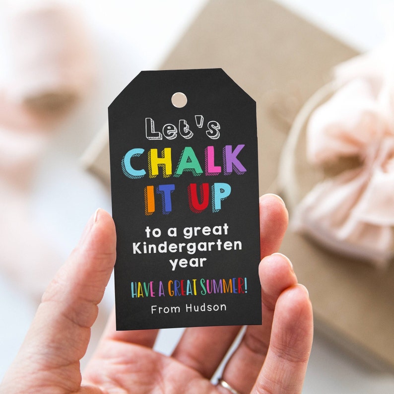 Kindergarten Chalk Gift Tag Template Printable End of School - Etsy