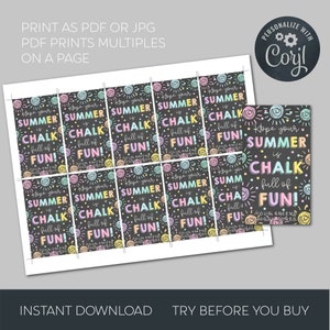 Summer Chalk Gift Tag Template, Printable Last Day of School Year ...