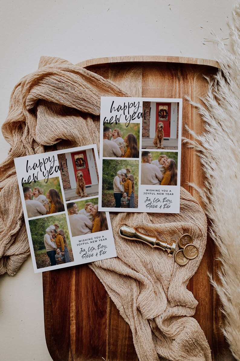 Editable New Year Photo Card Template Printable Holiday - Etsy