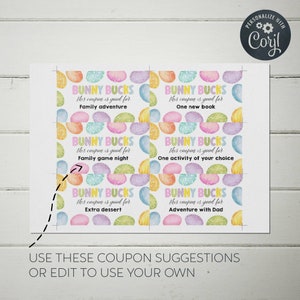 Printable Easter Coupon Template, Editable Kids Bunny Bucks, Easter Egg ...