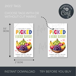 Editable Fruit Basket Teacher Appreciation Gift Tag Template, Printable ...