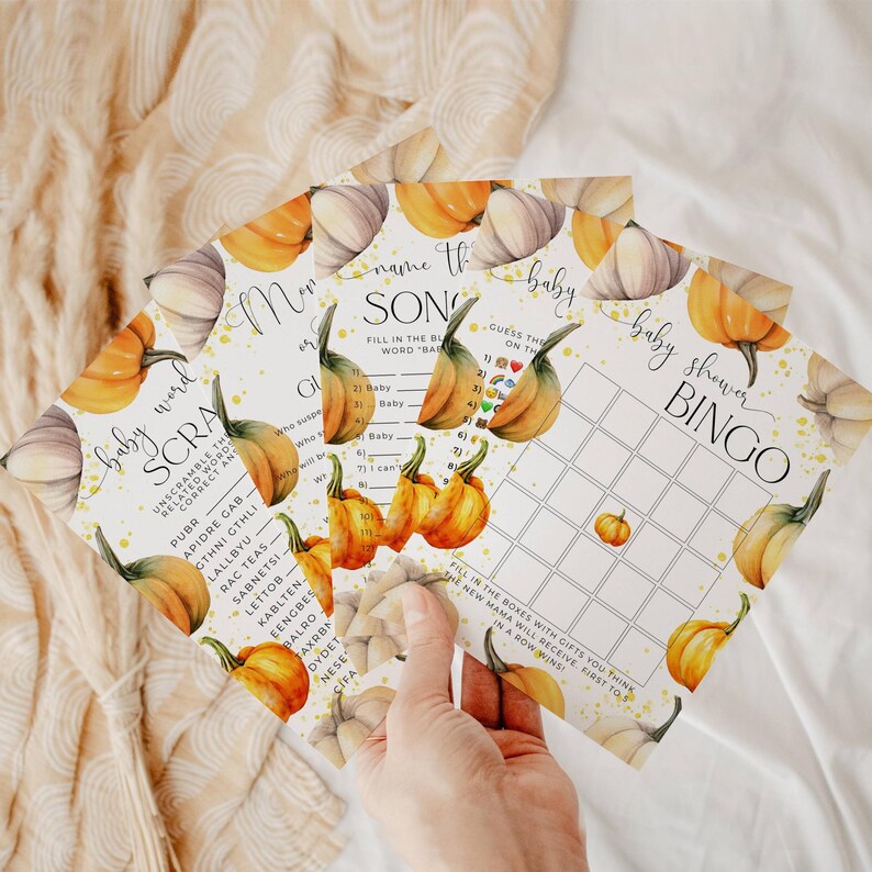 Little Pumpkin Baby Shower Games Bundle, Printable Fall Autumn Shower ...