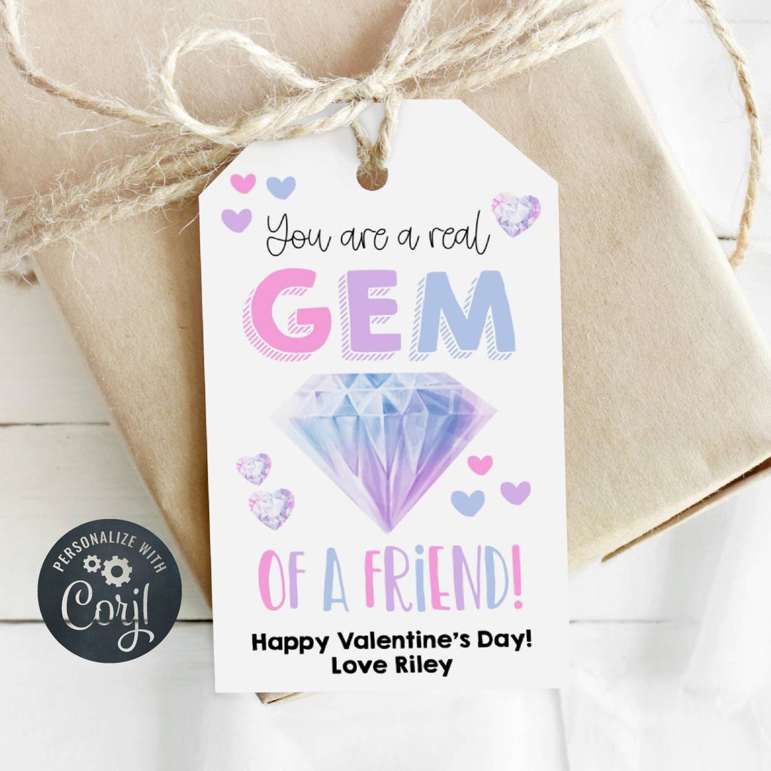 Gem Valentine's Day Gift Tag Template, Printable Ring Pop Valentine ...