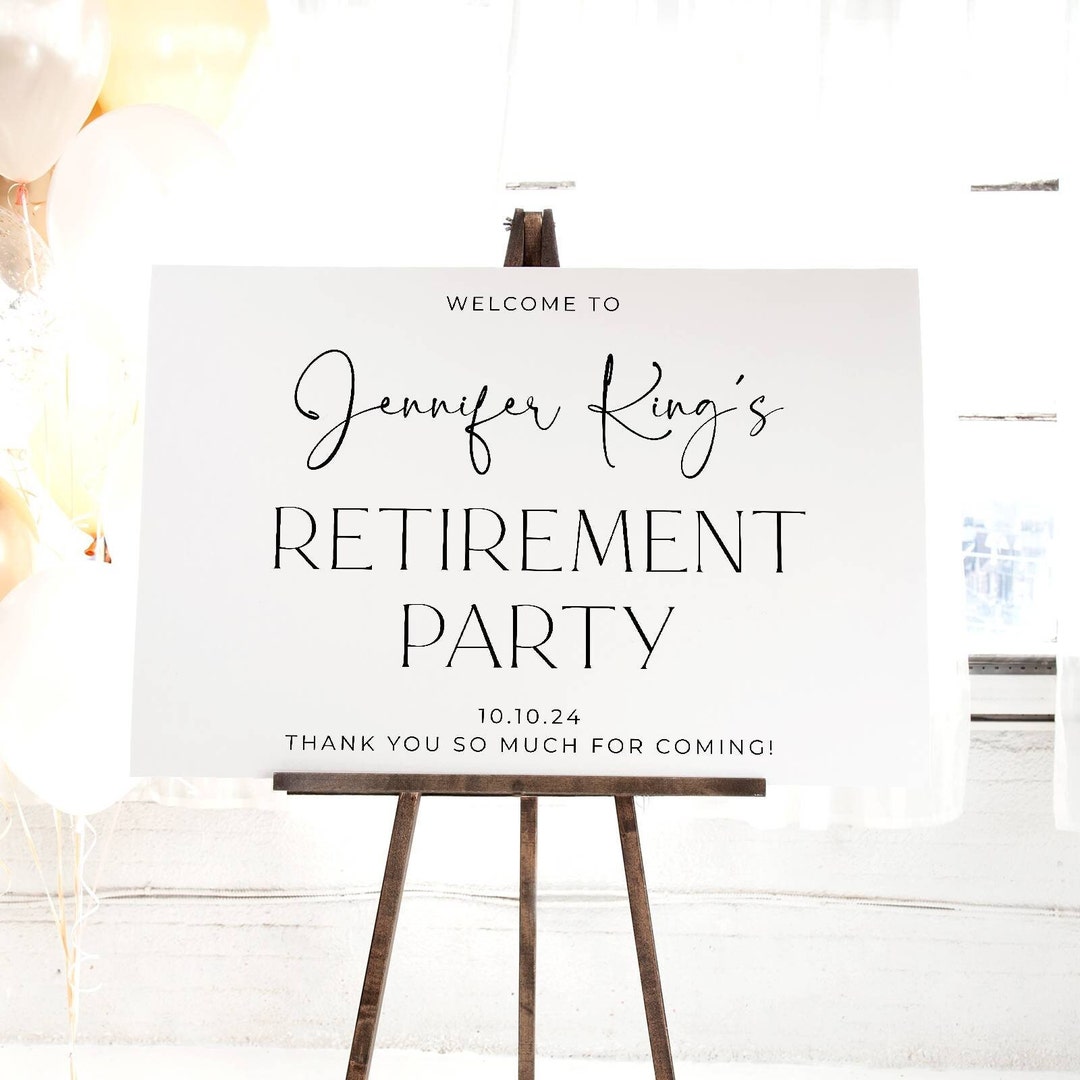 Elegant Retirement Party Welcome Sign Template, Printable Minimal ...