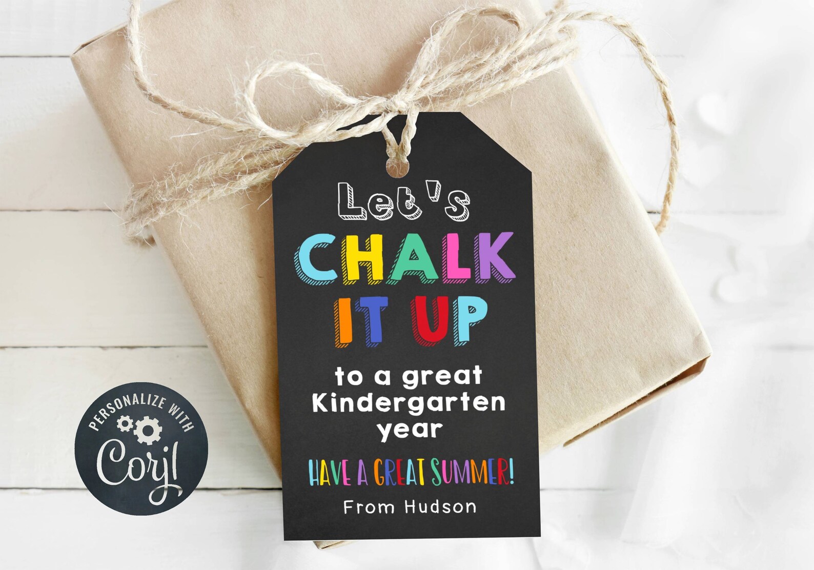 Kindergarten Chalk Gift Tag Template Printable End of School - Etsy