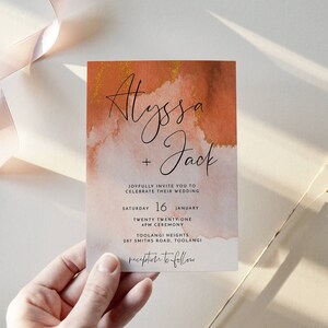 Rust & Gold Wedding Invitation Template, Printable Copper Wedding ...