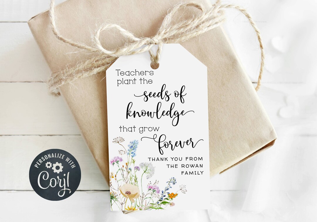 Seeds of Knowledge Teacher Appreciation Tag Template - Etsy