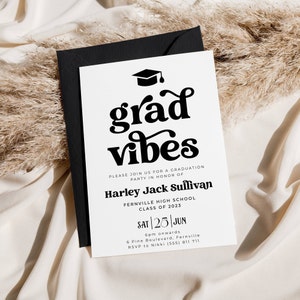 Retro Minimalist Graduation Party Invitation Template, Printable ...
