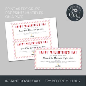 Valentine's Day Gift Certificate Template, Printable Love Coupon ...