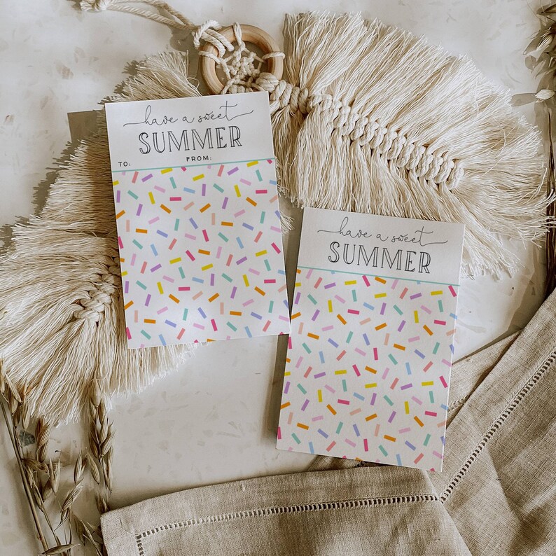 Printable Sweet Summer Mini Cookie Card, Ice Cream Sprinkles Cookie Tag ...