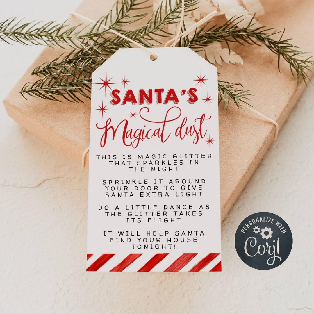 Printable Santa's Magic Dust Tag Template, Editable Christmas Eve ...