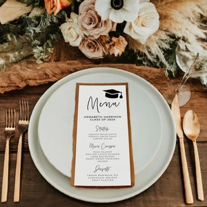 Minimalist Graduation Dinner Menu Template, Printable Modern Graduate ...