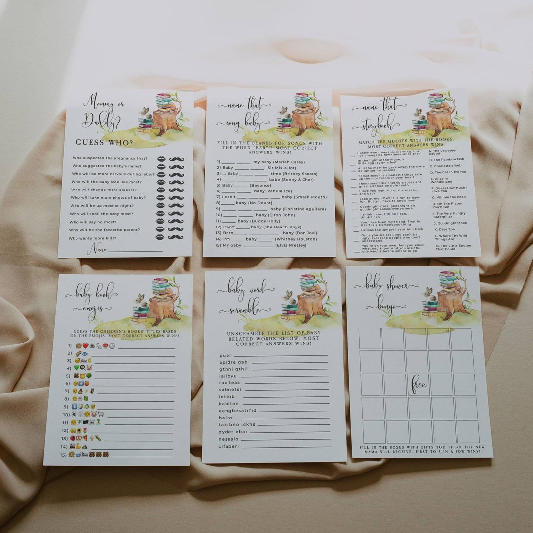 Storybook Baby Shower Games Bundle, Printable Book Themed Shower Games ...