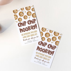 Chip Chip Hooray Appreciation Tag Template, Printable Chocolate Chip ...