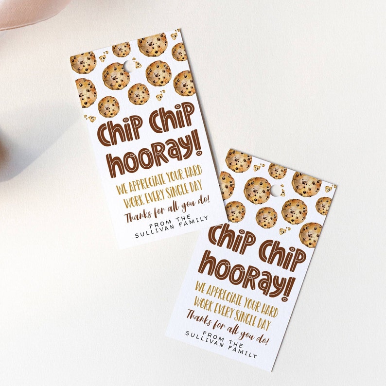 Chip Chip Hooray Appreciation Tag Template Printable - Etsy