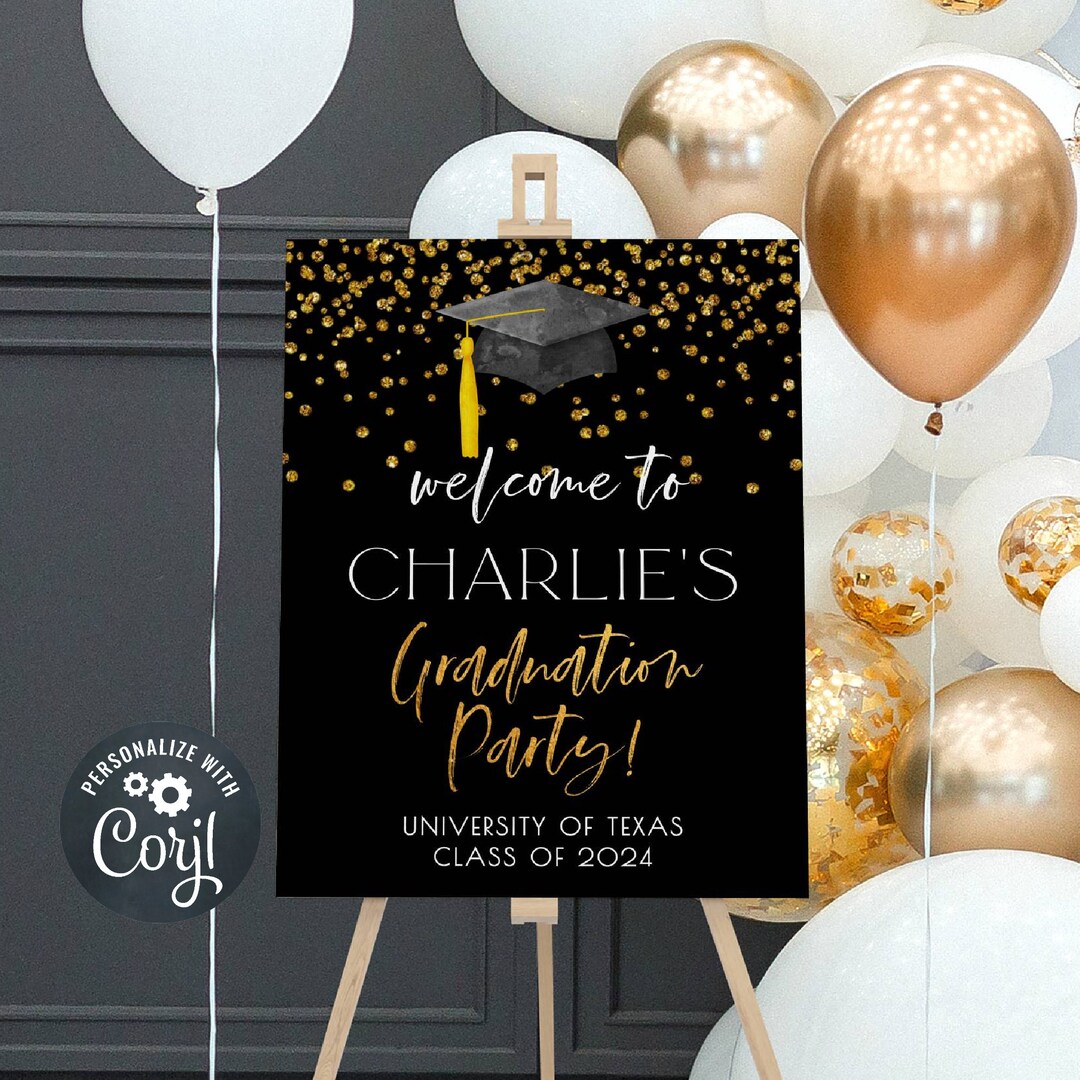 Graduation Welcome Sign Template, Printable Modern Confetti Graduate ...