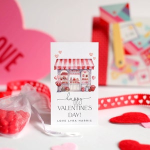 Happy Valentine's Day Gift Tag Template, Printable Candy Shop Modern ...