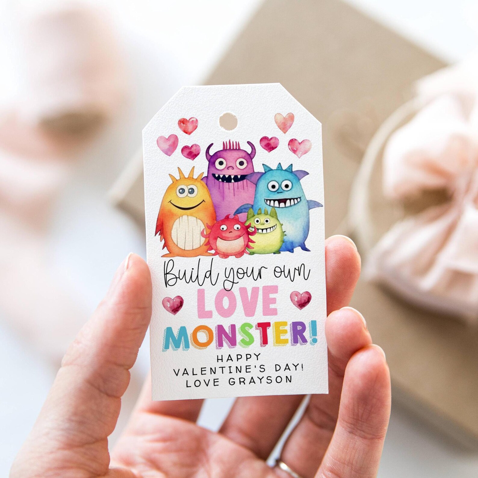 Build Your Own Monster Valentine's Day Gift Tag Template, Printable ...
