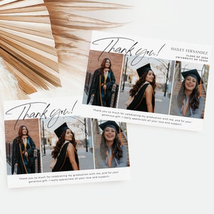 Graduation Photo Thank You Card Template, Printable Modern Graduate ...