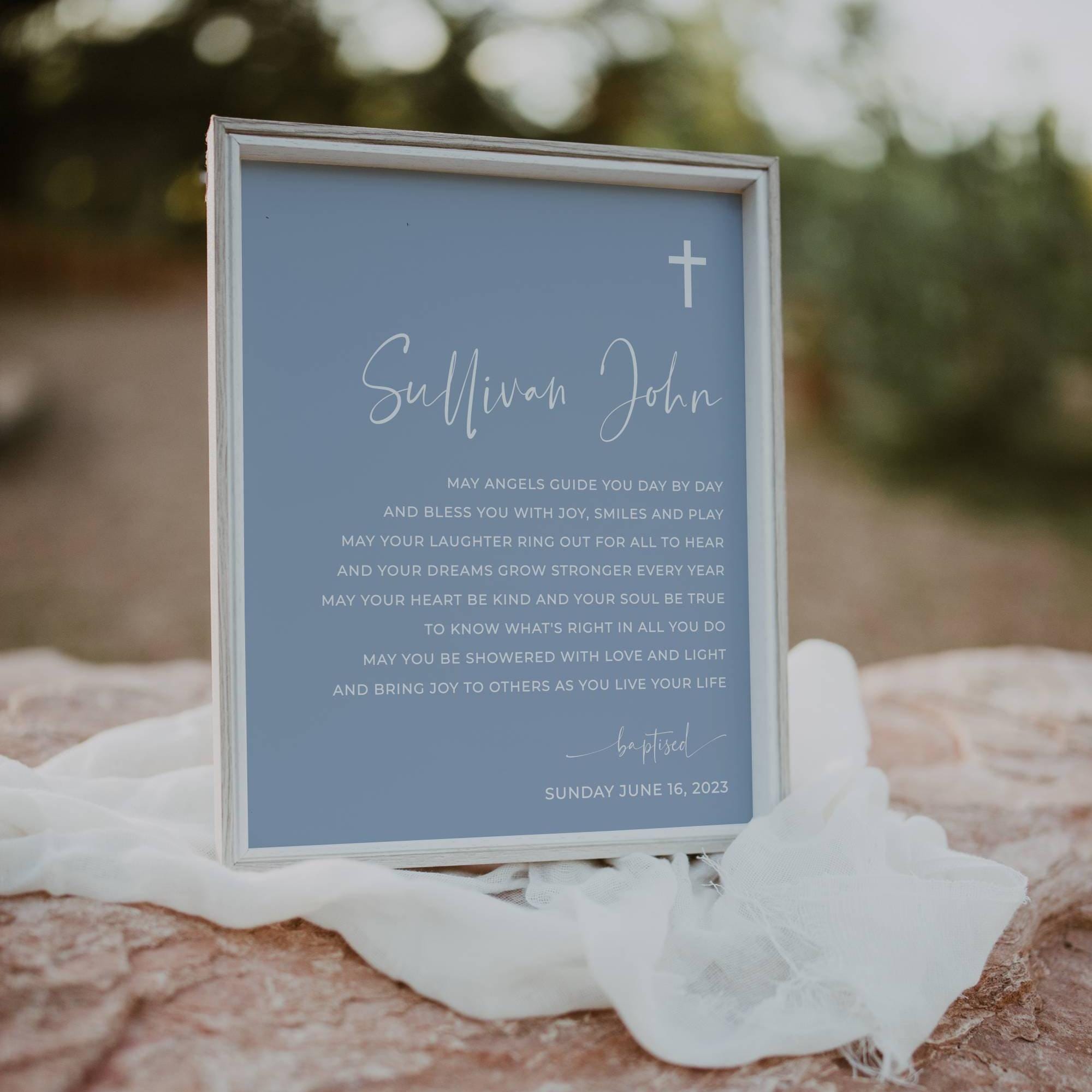 Dusty Blue Modern Baptism Prayer Sign Template, Printable Minimalist ...