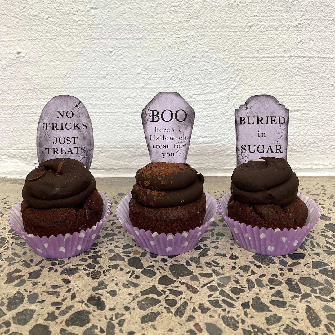 Halloween Gravestone Cupcake Topper Template, Printable Spooky ...