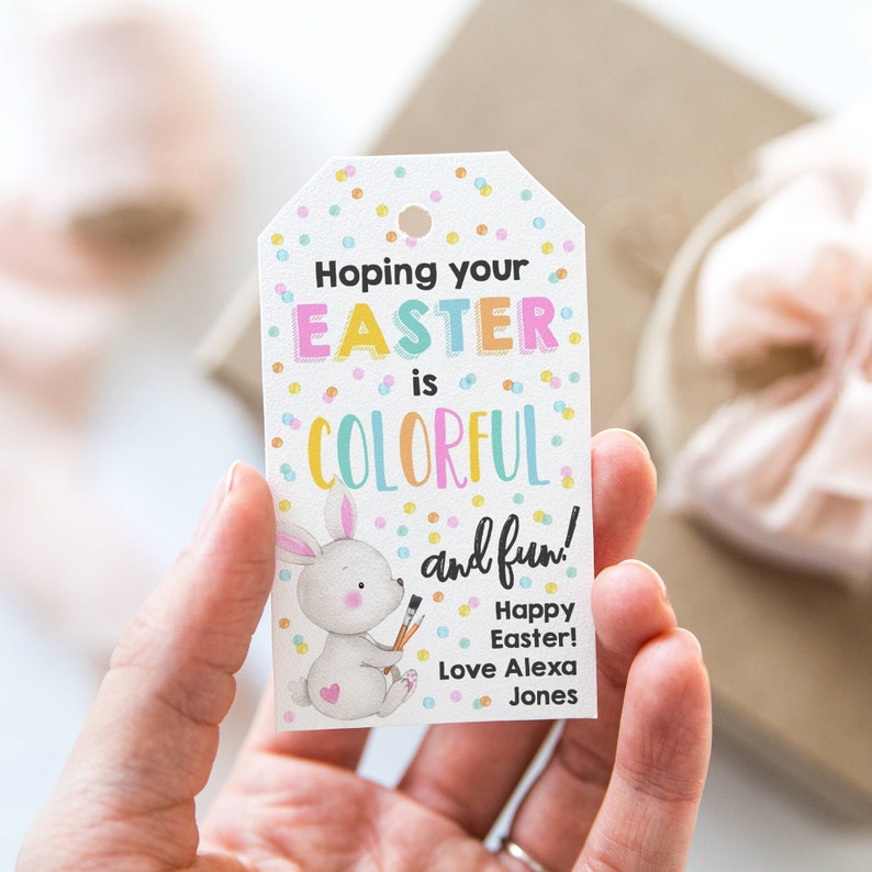 Colorful Easter Gift Tag Template, Printable Easter Paint Pencils ...