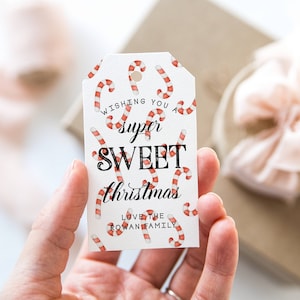 Candy Canes Christmas Gift Tag Template, Printable Holiday Favor Tags ...